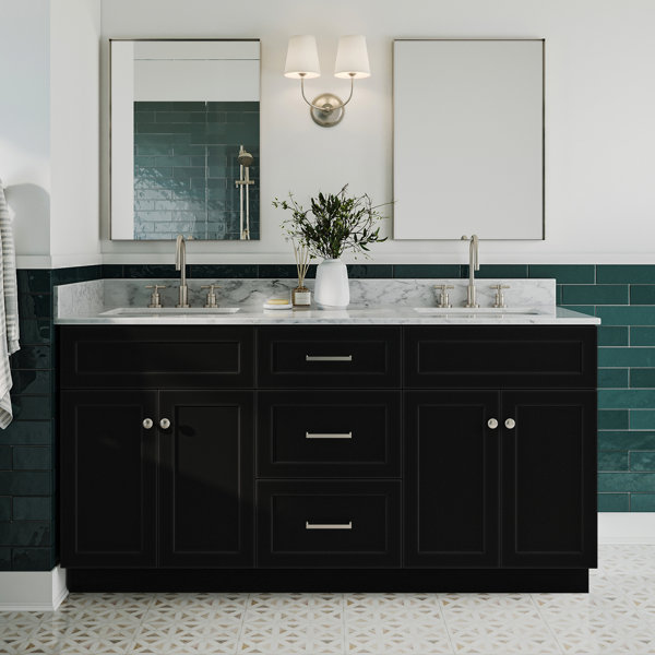 Winston Porter Partham 67 Double Bathroom Vanity With Carrara Marble